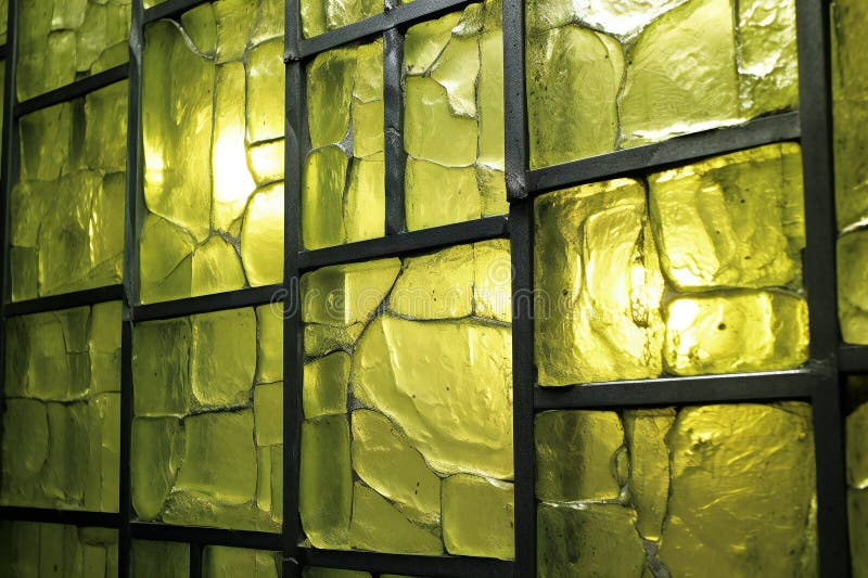Yellow Stained Glass Window, Close-up, Abstract Background and Texture ...