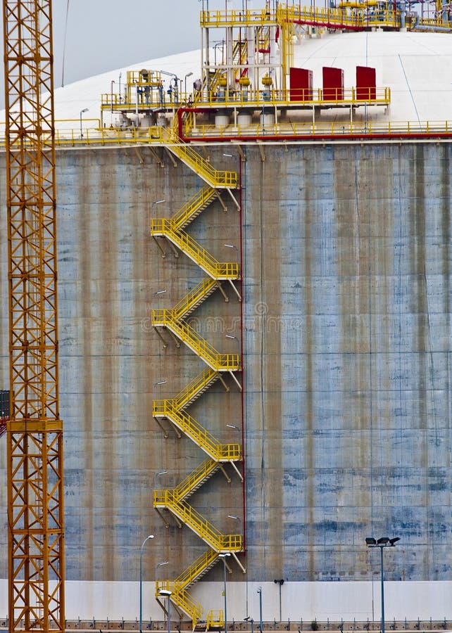 Yellow Stairs on Old Tank stock image. Image of container - 10589719