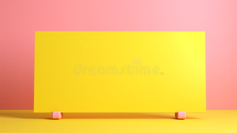 Yellow Stand Mockup on Pink Gradient Background Stock Illustration ...