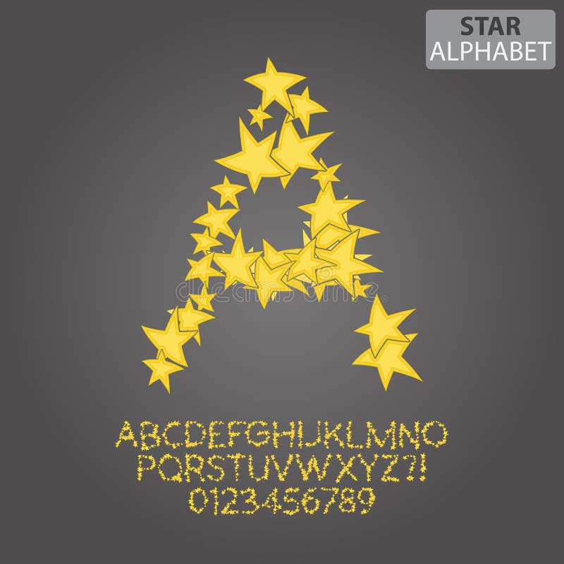 Yellow Star Alphabet and Numbers Vector Stock Vector - Illustration of ...