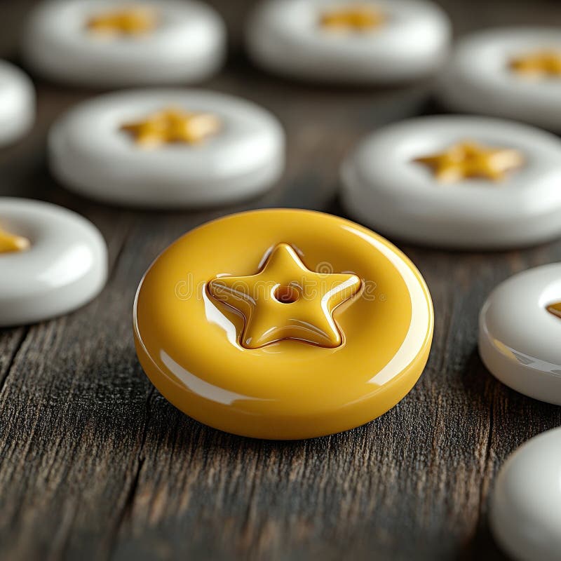 Yellow Star-button Centerpiece among White Circular Buttons Stock ...