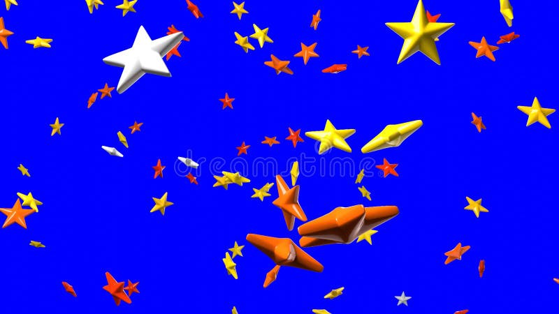 Yellow Star Objects on Blue Chroma Key Background. Stock Video - Video ...