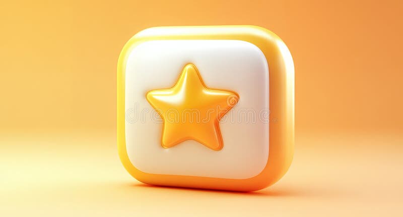 Yellow Star Rating Icon 3D Render App Button Design Element Stock ...