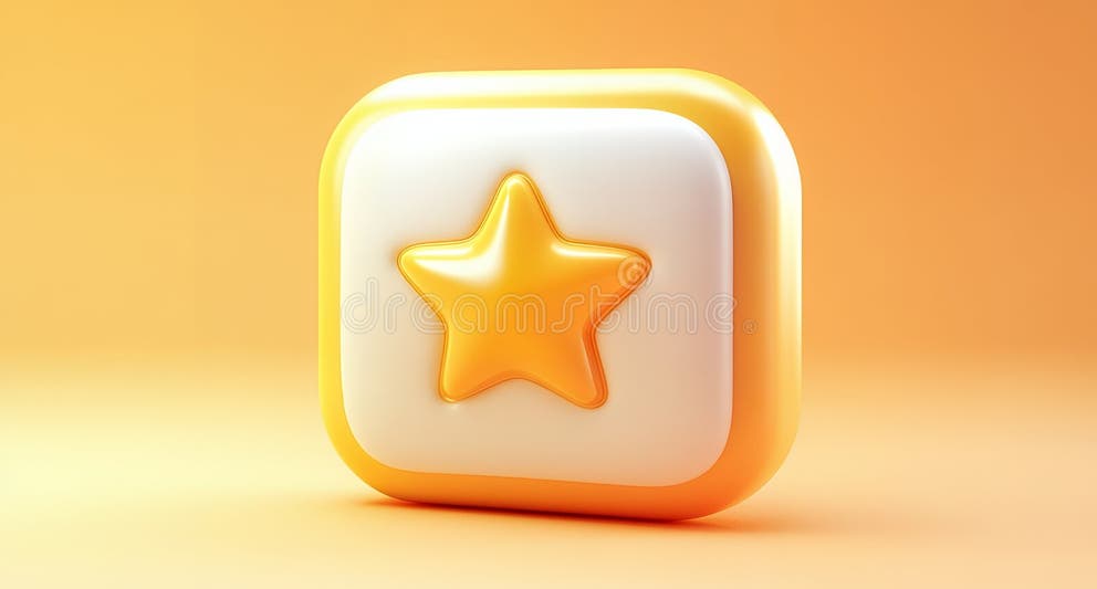 Yellow Star Rating Icon 3D Render App Button Design Element Stock ...