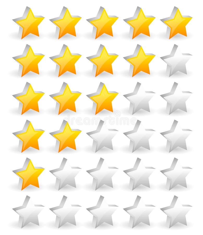 Yellow Star Rating System with Rotated Stars in Perspective ...