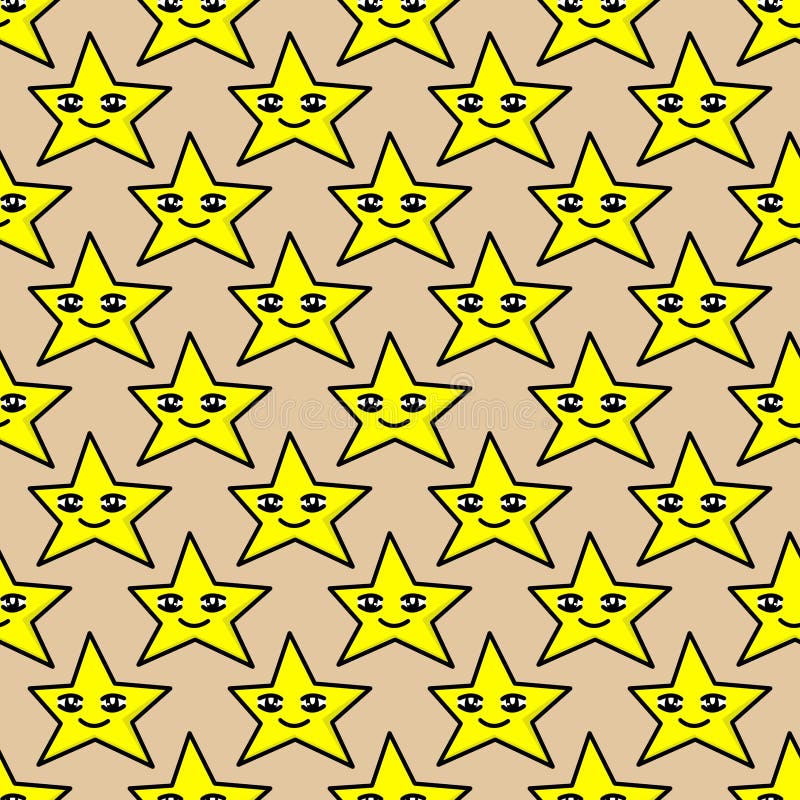 Yellow Star Seamless Pattern Background Stock Illustration ...