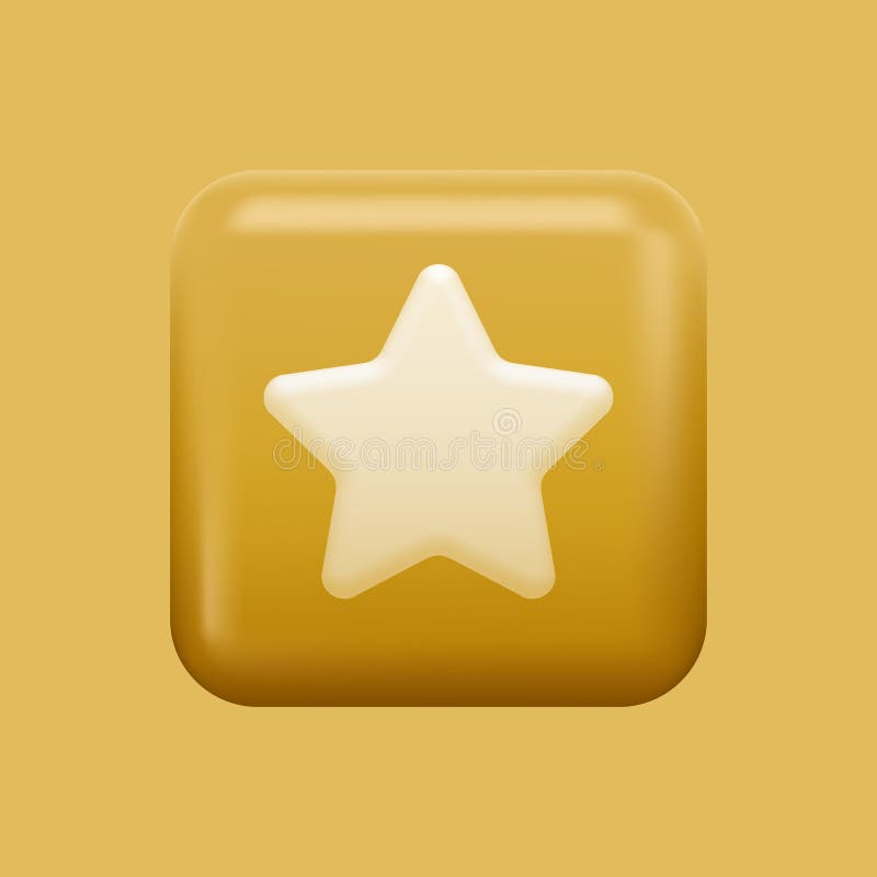 Yellow Star Square Icon. 3D App Button Stock Vector - Illustration of ...