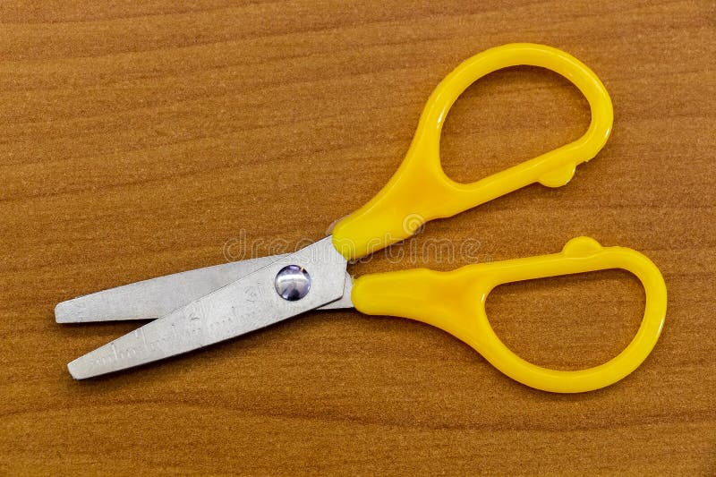 Yellow stationery scissors stock image. Image of handle - 275117601