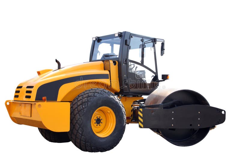Yellow steamroller stock photo. Image of dirt, vehicle - 14431374