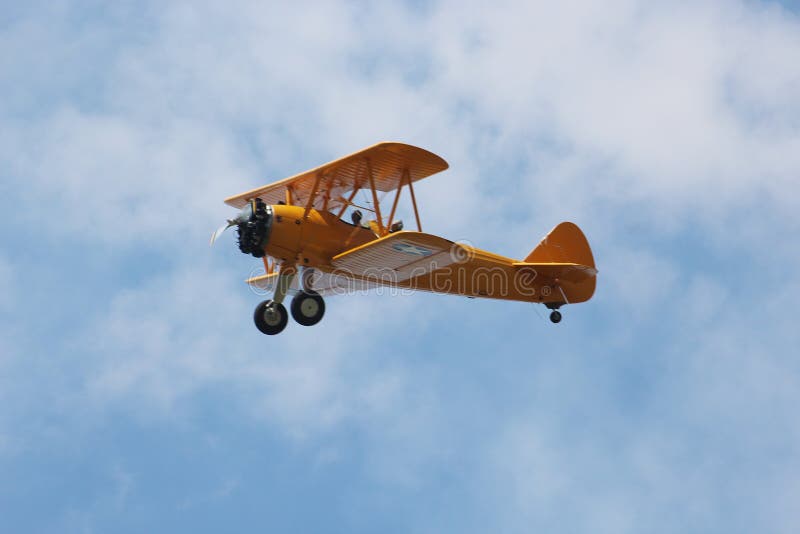 Stearman Flying Low Pass Over the Airfield Stock Photo - Image of ...