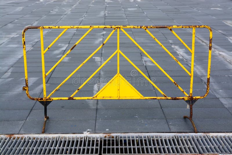 Yellow steel fence stock image. Image of metal, street - 45363197
