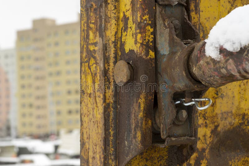 Yellow Steel Plate for Securing Excavations on a Construction Site in ...