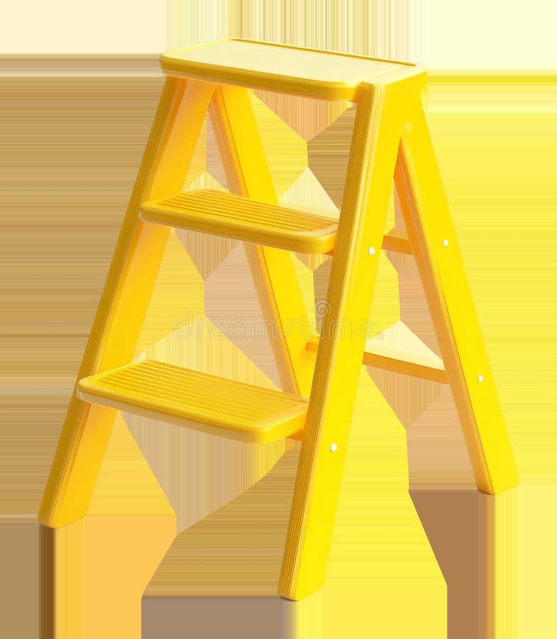 Yellow Step Ladder on Transparent Background, Bright Tool Concept Stock ...