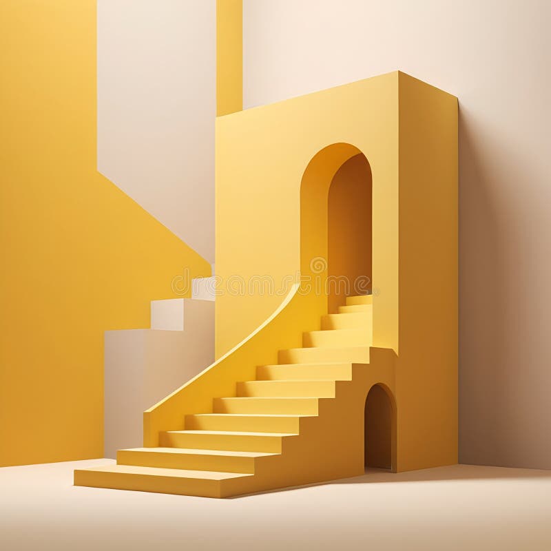 Yellow Steps with Archway Architectural Minimalist Design Stock ...