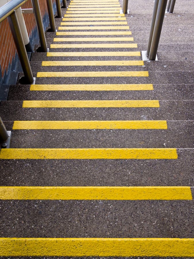 Yellow Steps Going Down - Accident Prevention Stock Photo - Image of ...