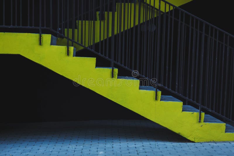 Yellow steps stock photo. Image of building, floor, step - 203781050