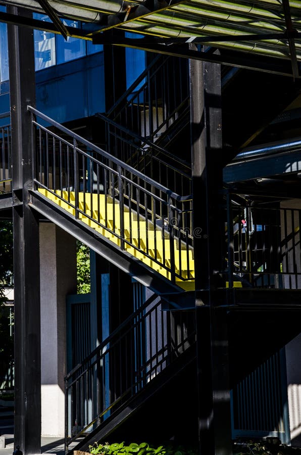 Yellow steps stock image. Image of steel, post, steps - 100312241