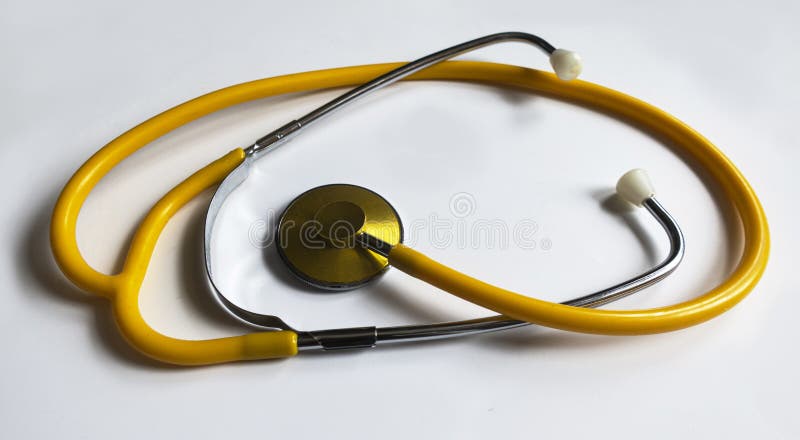 Yellow Stethoscope on White Background Stock Image - Image of ...