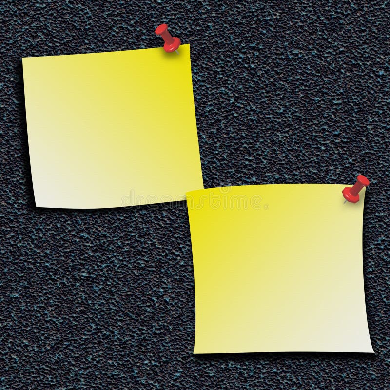 Yellow Stick Notes with Push Pins Stock Illustration - Illustration of ...