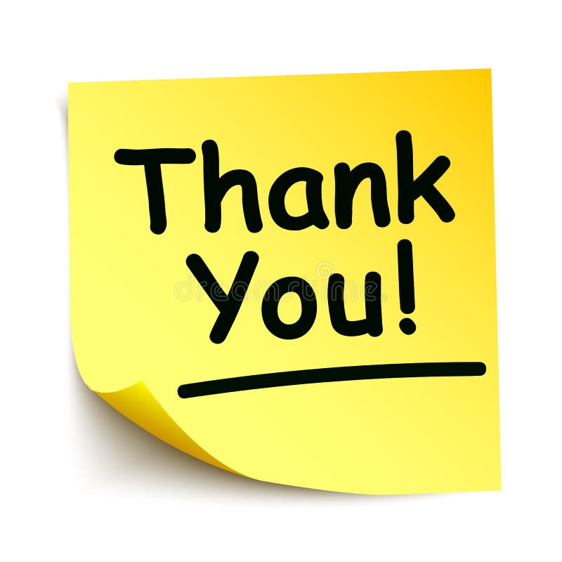 Yellow Sticker with Black Postit Thank You, Note Hand Written - Vector ...