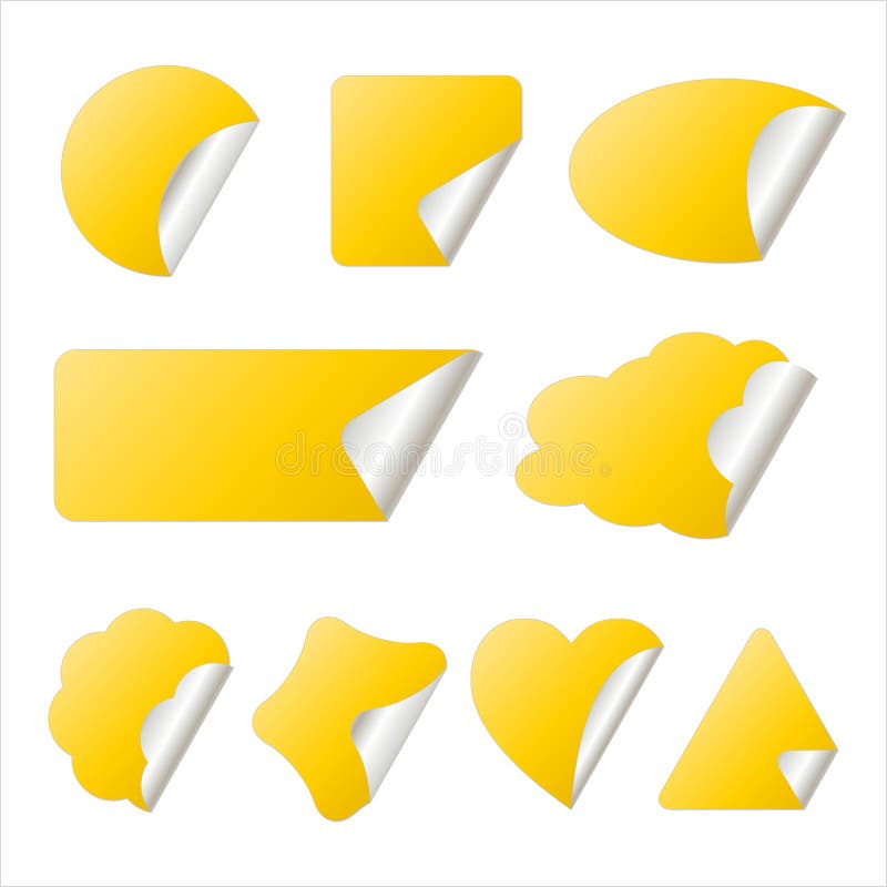 Yellow Sticker in Different Shapes Stock Vector - Illustration of ...