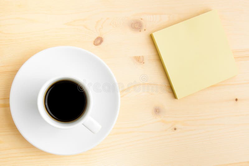 Yellow Sticker Note and a Cup of Coffee Stock Photo - Image of coffee ...