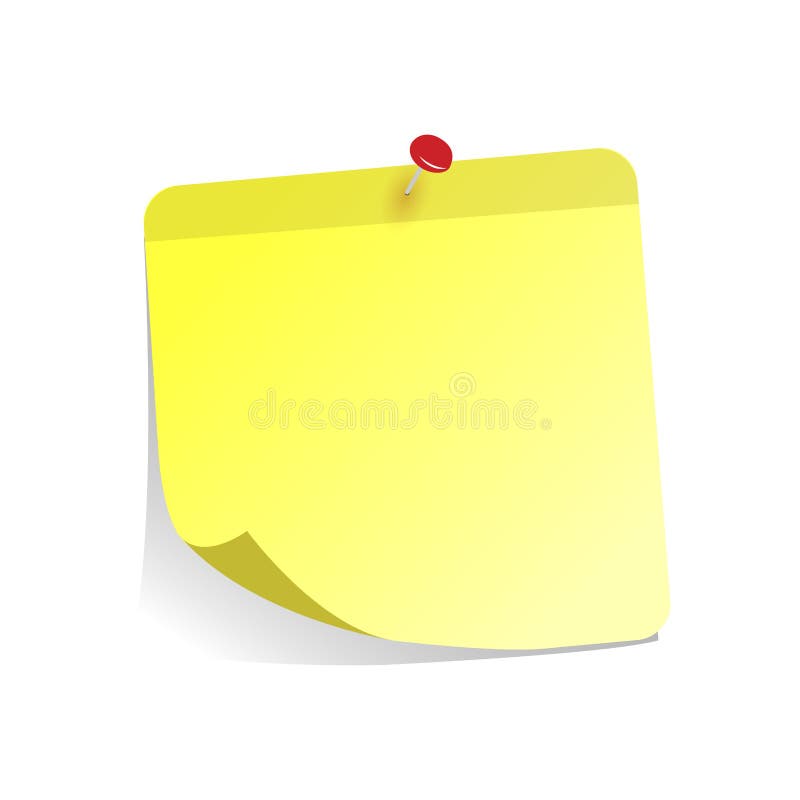 3d Pinned yellow note stock illustration. Illustration of stationery ...