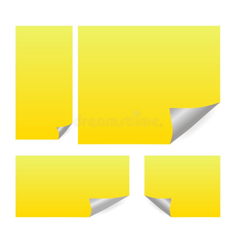 Yellow Sticker Note Set on White Background. Blank Template Banner for ...