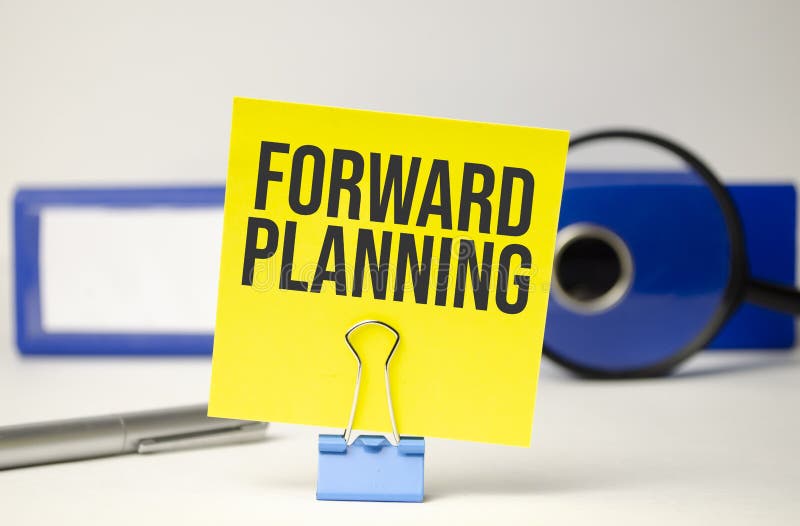 Yellow, Sticker Paper Folder, Pen and Forward Planning Words Stock ...