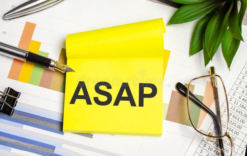 Yellow Sticker with the Text ASAP and Charts Stock Image - Image of ...