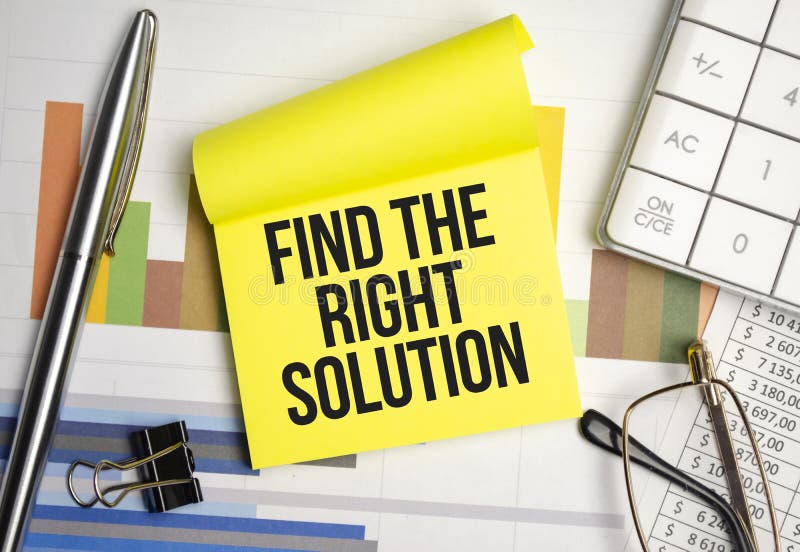Yellow Sticker with the Text Find the Right Solution and Charts Stock ...