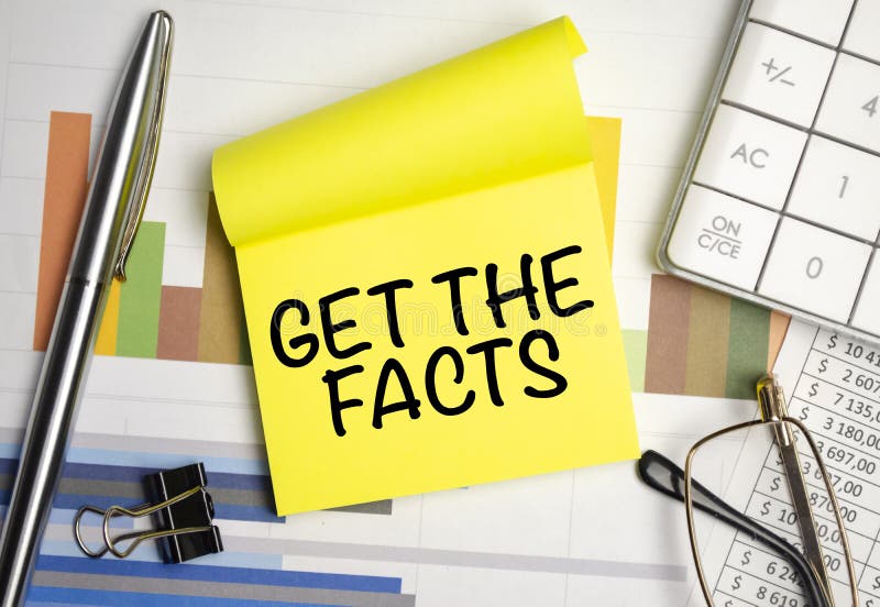 Yellow Sticker with the Text Get the Facts and Charts Stock Image ...