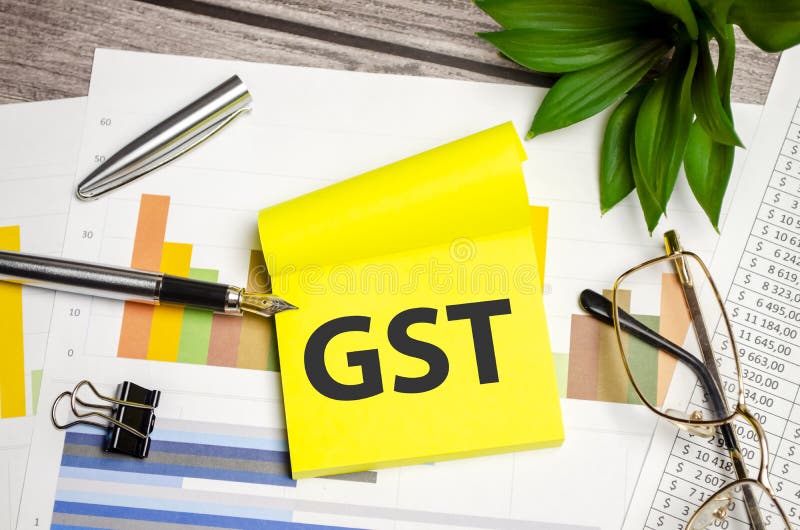 Yellow Sticker with the Text GST and Charts Stock Image - Image of ...