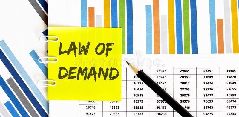 Yellow Sticker with Text LAW of DEMAND on Chart with Pencil Stock Photo ...