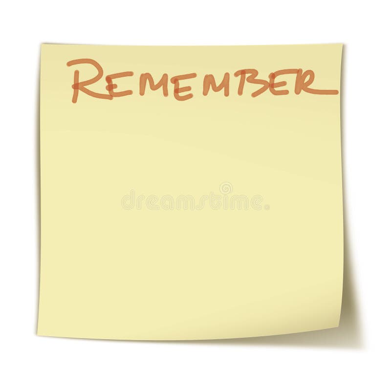 Remember - Word on Yellow Sticky Notes Stock Illustration ...
