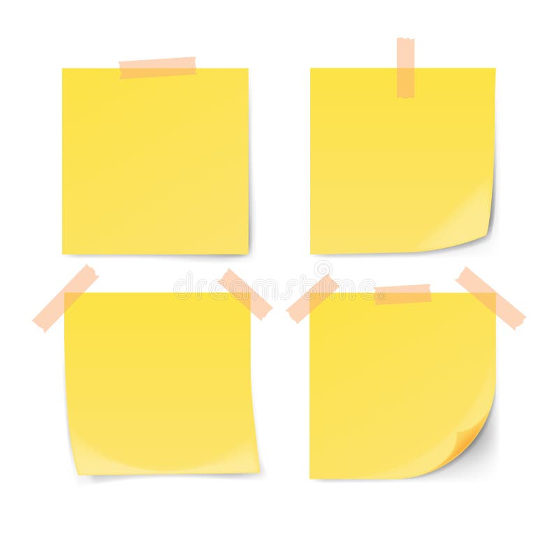 Yellow Sticky Note with Adhesive Tape Isolated on White Background ...