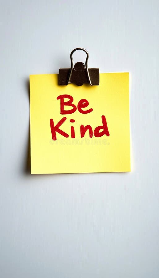 Yellow Sticky Note with Be Kind Message on White Background. Closeup ...