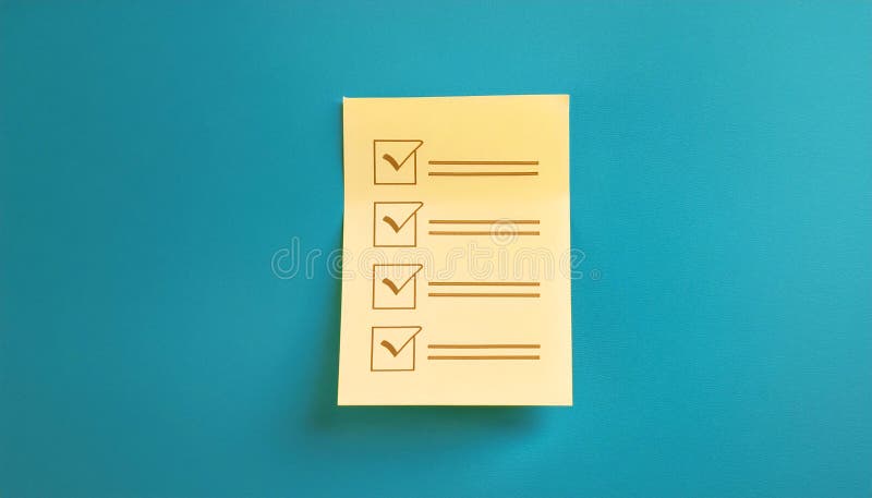 A Yellow Sticky Note with Four Checkboxes, Each Marked with a Check ...