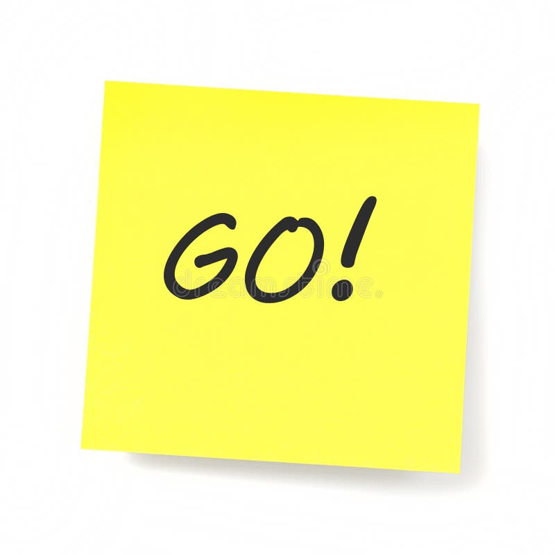 Yellow Sticky Note - Go stock photo. Image of shadow - 44022468
