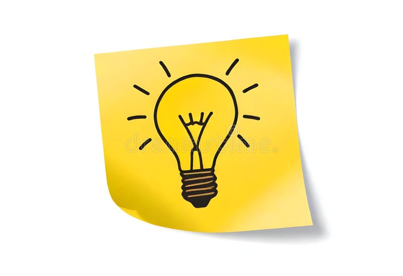 A Yellow Sticky Note with a Hand-drawn Light Bulb Icon, Representing a ...
