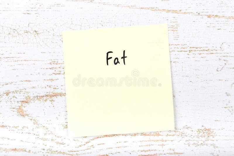 Yellow Sticky Note with Handwritten Word Fat Stock Photo - Image of ...