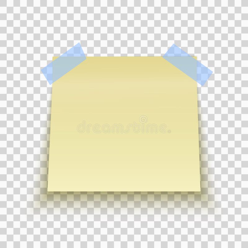 Yellow Sticky Note Isolated on Transparent Background. Office Note for ...