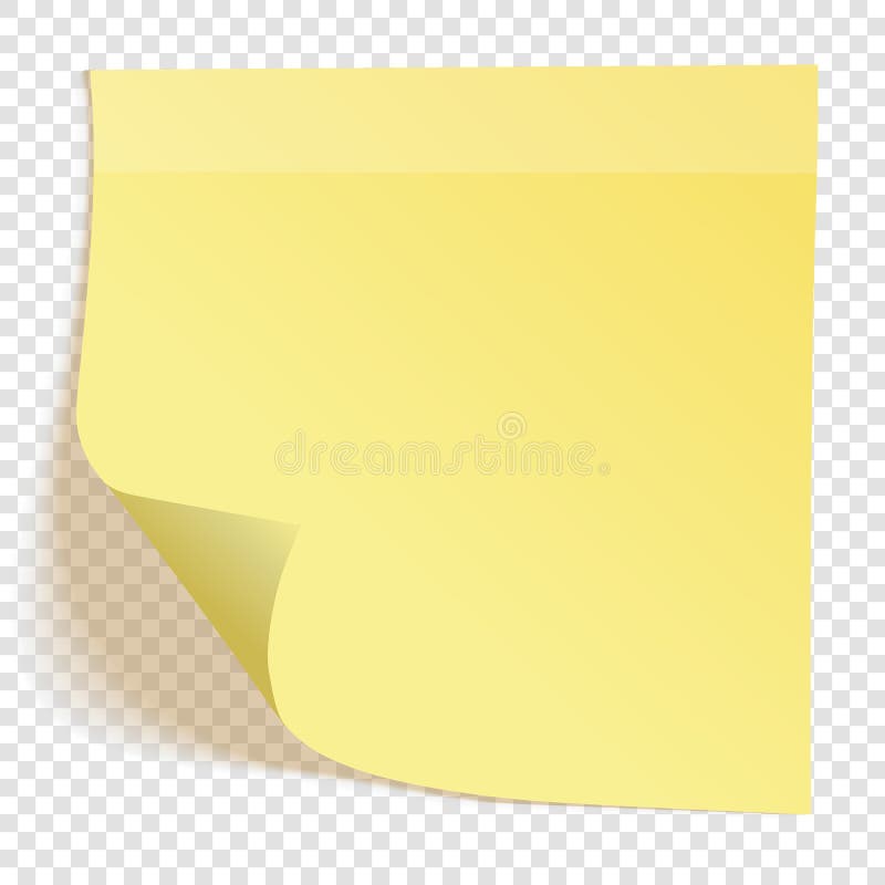 Yellow Sticky Note Isolated on Transparent Background, Vector ...
