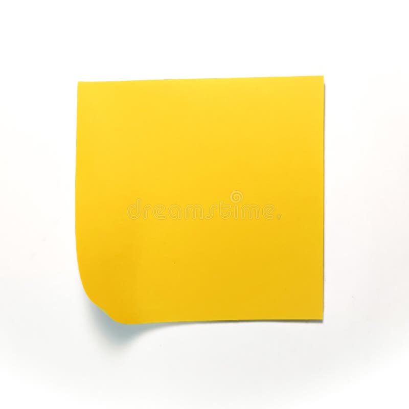 Bright Yellow Color Sticky Note Isolated on White Background Stock ...