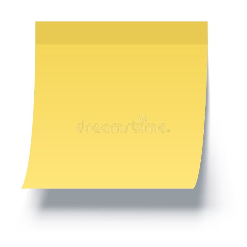 Yellow Sticky Note With Shadow Stock Vector - Illustration of page ...