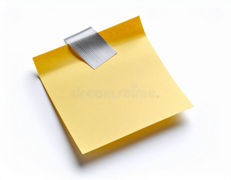Yellow Sticky Note with Metallic Tape on White Background Stock ...