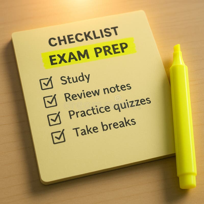 Checklist Exam Prep Sticky Notes Stock Image for Study Planning Stock ...