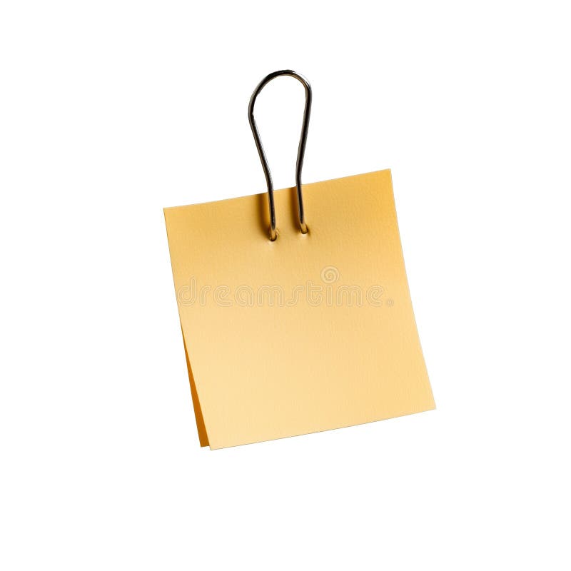 Yellow Sticky Note with Paperclip for Reminders and Notes on ...