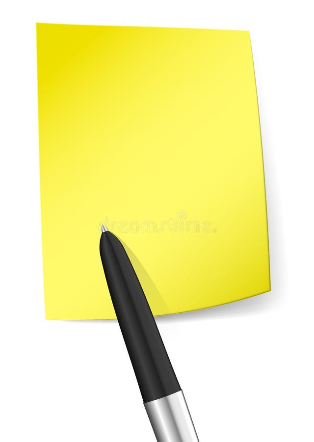 Yellow Sticky Note with Pen Stock Vector - Illustration of element ...