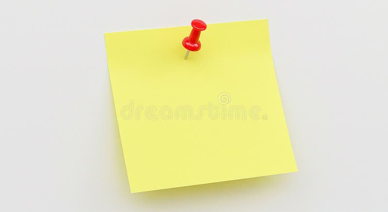 Yellow Sticky Note with Pin Isolated on White Background Stock ...